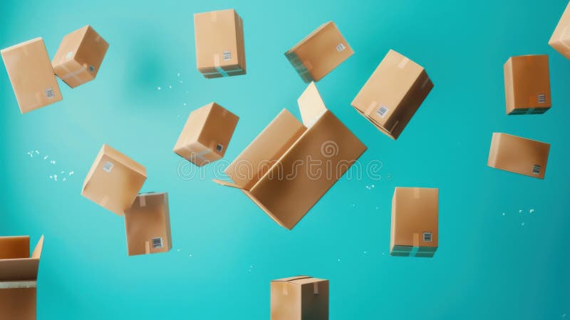 Flying Cardboard Boxes Stock Illustrations – 383 Flying Cardboard Boxes ...