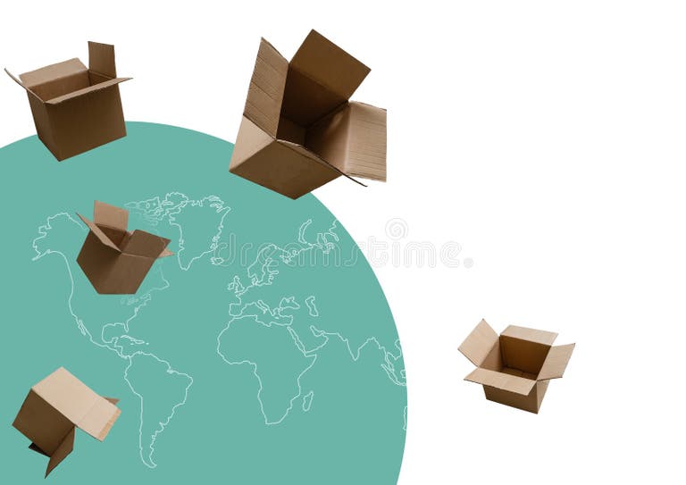 Flying Cardboard Boxes on White Background Stock Illustration ...