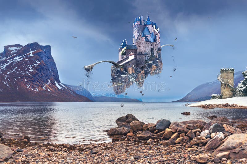 The flying Castle stock photo. Image of castle, blue - 181652544