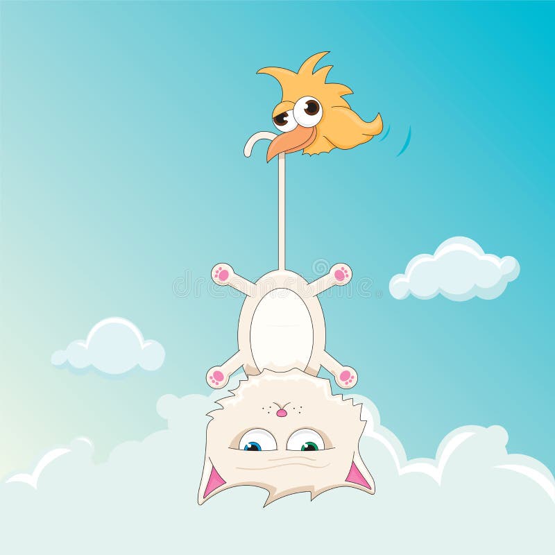 Flying Cat stock vector. Illustration of outdoors, wings - 70390262