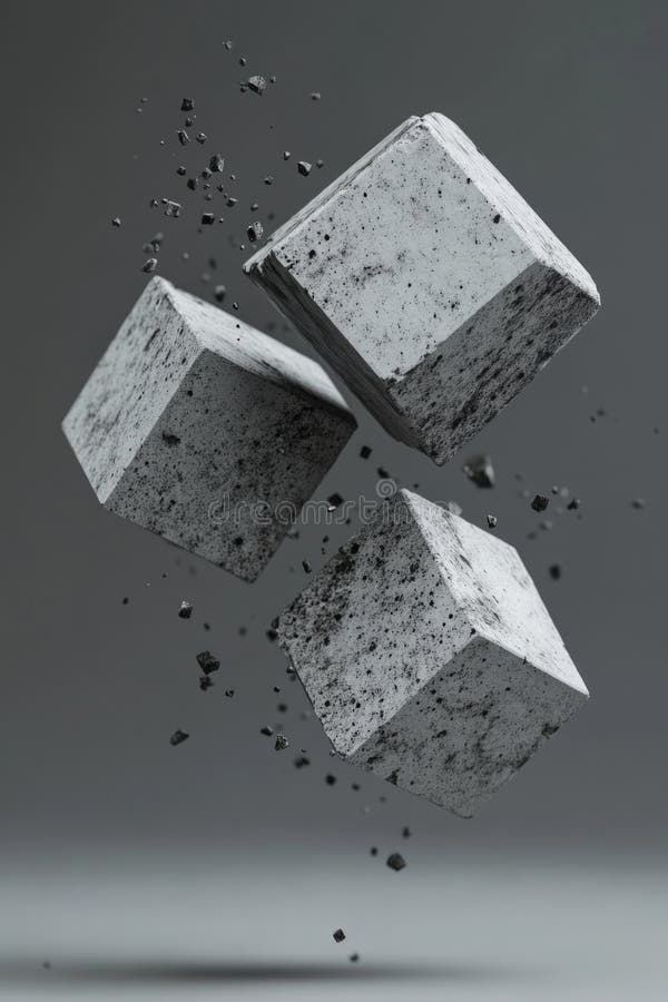 Flying Cement Cubes stock image. Image of disaster, creativity - 379961927