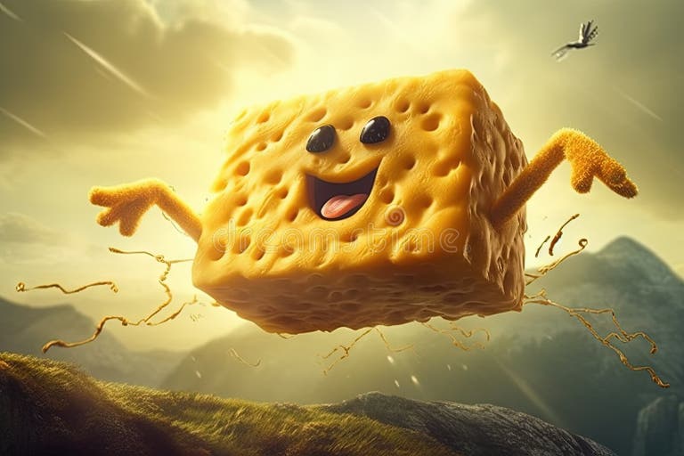 Flying Cheese Monster Illustration Generative Ai Stock Illustration ...