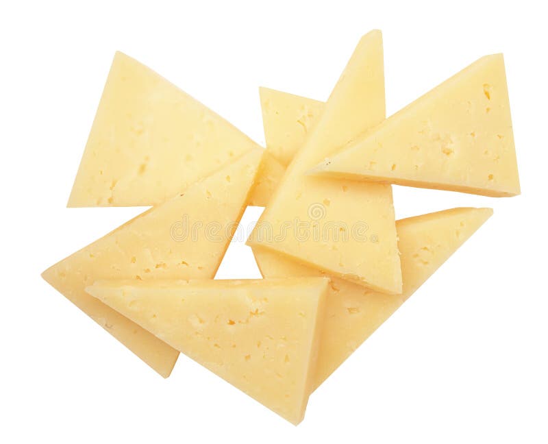 Flying Cheese Triangle Pieces Isolated on White Background. Swiss ...