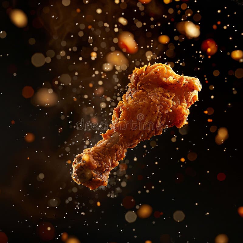 Flying Chicken Drumstick on Generated by Ai. Stock Image - Image of ...