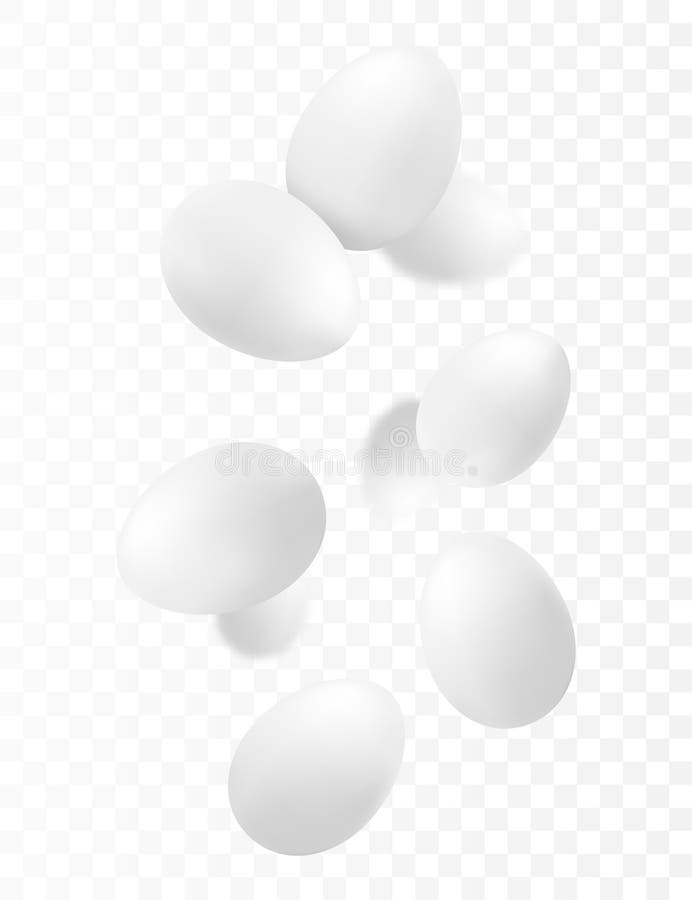 Flying Chicken Eggs, Isolated on White Background. Falling Tasty Eggs ...