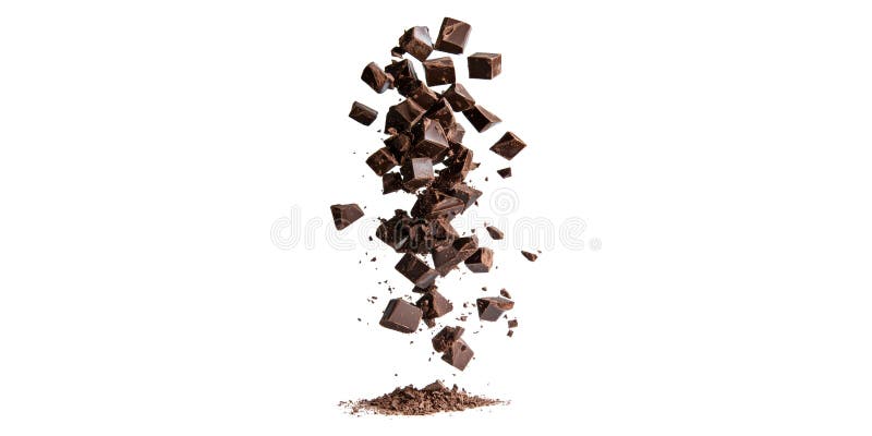 Chocolate Pieces Flying Isolated Transparent Background Stock Photos ...