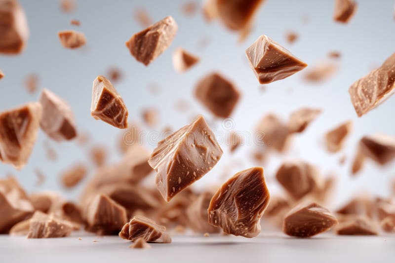 Flying Chocolate Chunks. Dynamic Dessert Explosion for Culinary Visuals ...