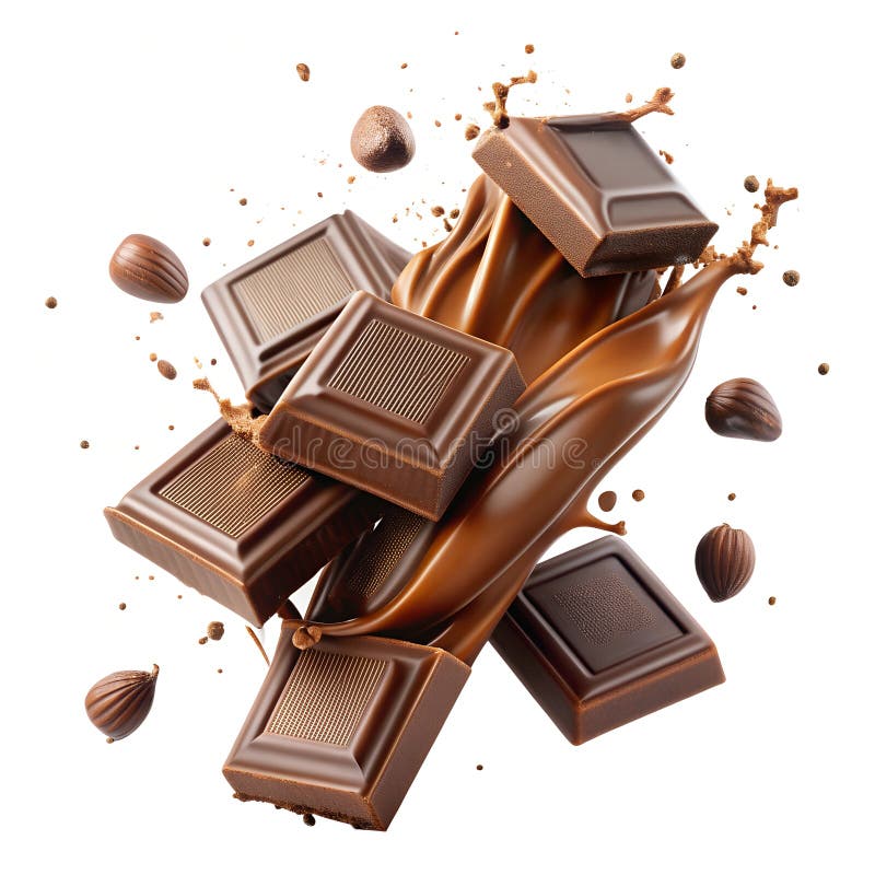 Flying Chocolate on a White Background. Stock Illustration ...