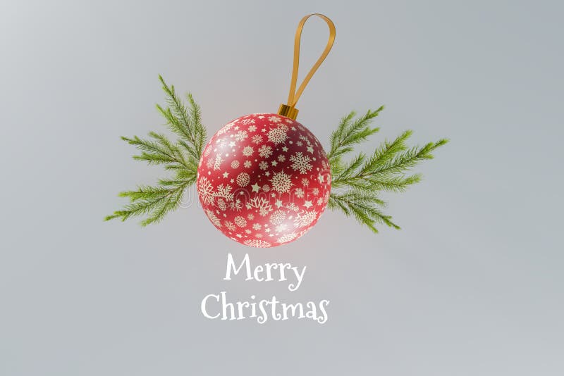 Flying Christmas Ball by Christmas Tree Branch Stock Illustration ...