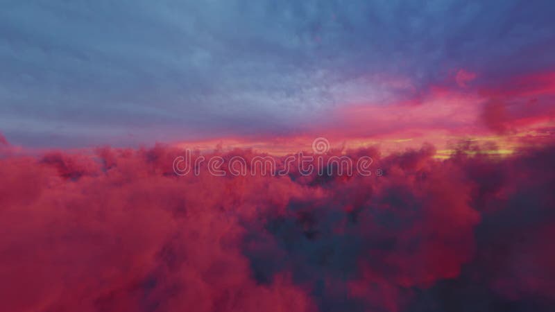 Flying in the Cinematic Sunset Red Clouds Loop 01 Stock Footage - Video ...