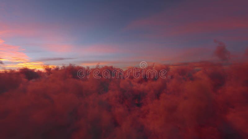 Flying in the Cinematic Sunset Red Clouds Loop 02 Stock Footage - Video ...