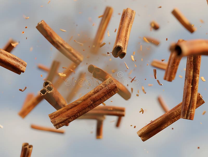 Flying Cinnamon Sticks in High Resolution Stock Illustration ...