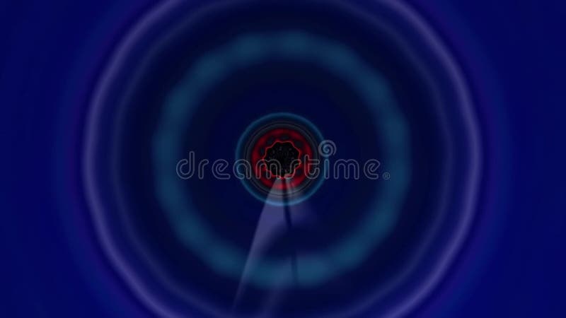 Flying through Circle Blue and Red Tunnel with Rotating Light. Abstract ...
