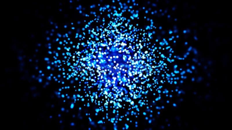 Flying through the Cloud of Beautiful Small Particles of Blue Color on ...