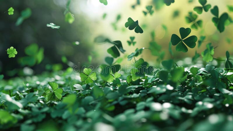 Flying clovers in mid-air stock image. Image of fantasy - 374174975