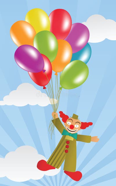 Flying Clown and Balloons stock vector. Illustration of costume - 27836133