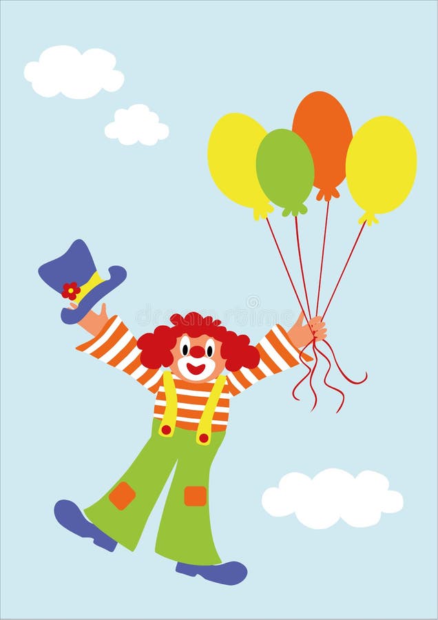 Flying Clown with Balloons - Illustration Stock Illustration ...