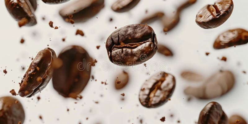 Flying Coffee Beans stock image. Image of rush, airborne - 383933055