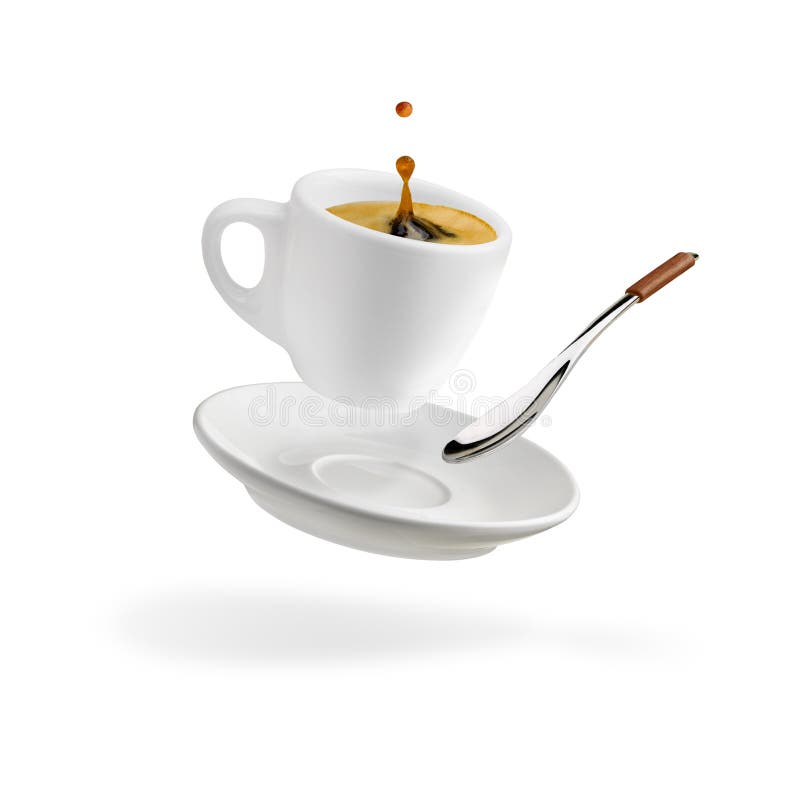 Flying Coffee Cup Isolated on a White Stock Illustration - Illustration ...