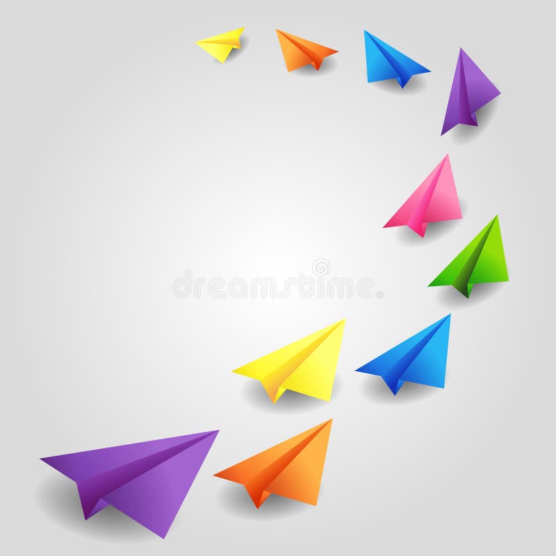Set of Flying Color Paper Planes in the Blue Sky with Twinkle Li Stock ...