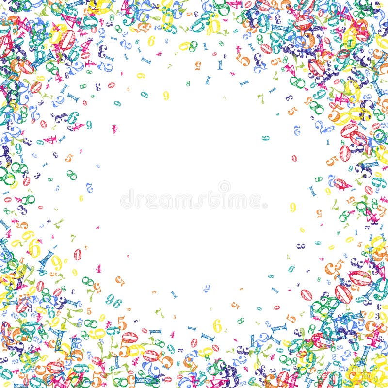 Flying Colorful Digits and Numbers Stock Vector - Illustration of chalk ...