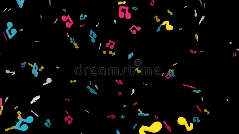 Flying Colorful Musical Notes on Black Background. Stock Footage ...