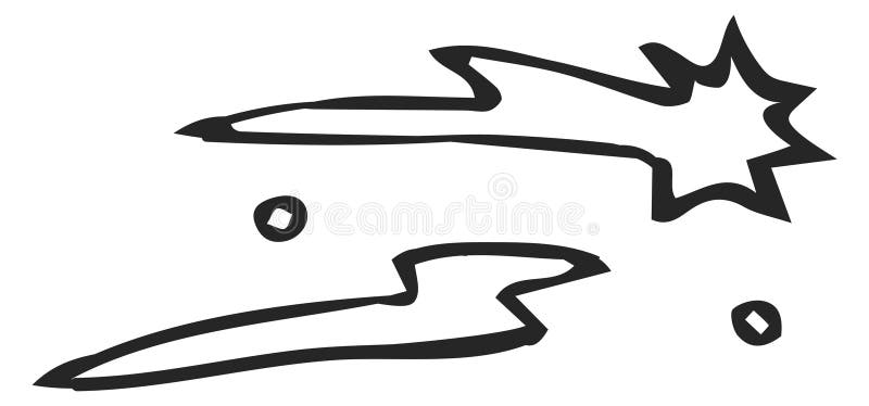 Flying Comet Doodle. Space Star Line Drawing Stock Illustration ...