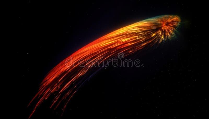 Flying Comet Explodes in Multi Colored Flame, Illuminating Star Field ...