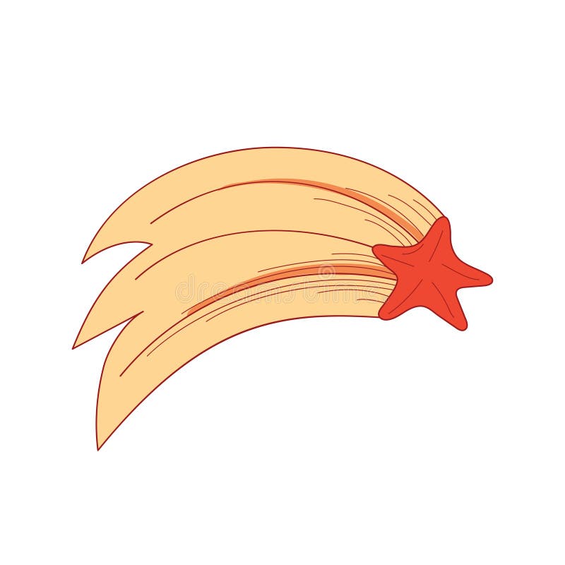 Flying Comet with Fire. Abstract Minimal Comet. Meteorite Flies and ...