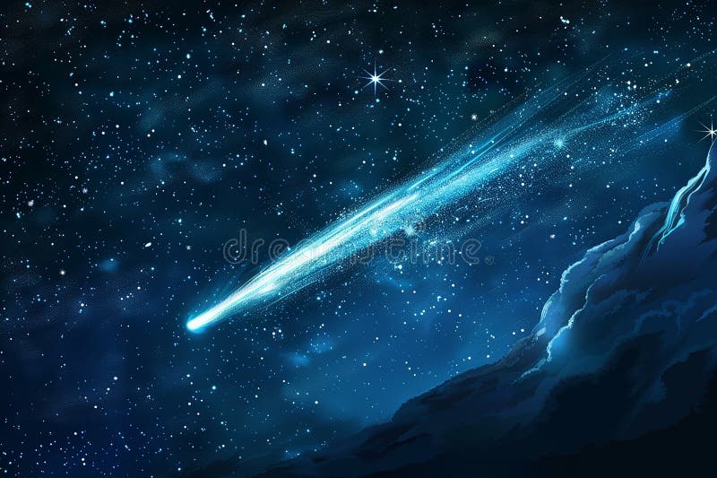 Flying Comet in Outer Space Stock Illustration - Illustration of galaxy ...