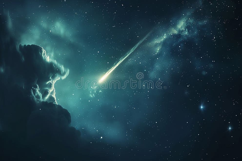 Flying Comet in Outer Space Stock Illustration - Illustration of ...