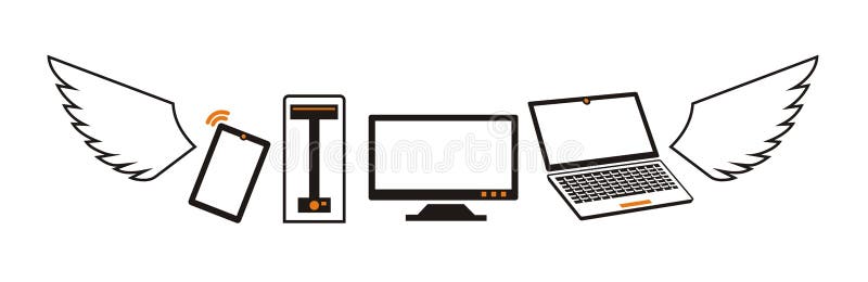 Flying Computers and Devices Logo in Vector Stock Vector - Illustration ...