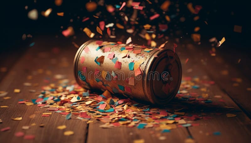Flying Confetti, Falling Joy, Glowing Gold Celebration Generated by AI ...