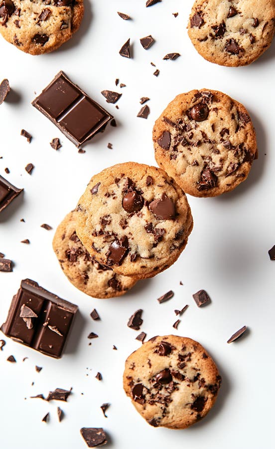 Flying Cookies. Chocolate Chips Falling in Motion Stock Photo - Image ...