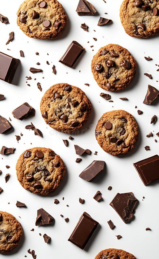 Flying Cookies. Chocolate Chips Falling in Motion Stock Image - Image ...