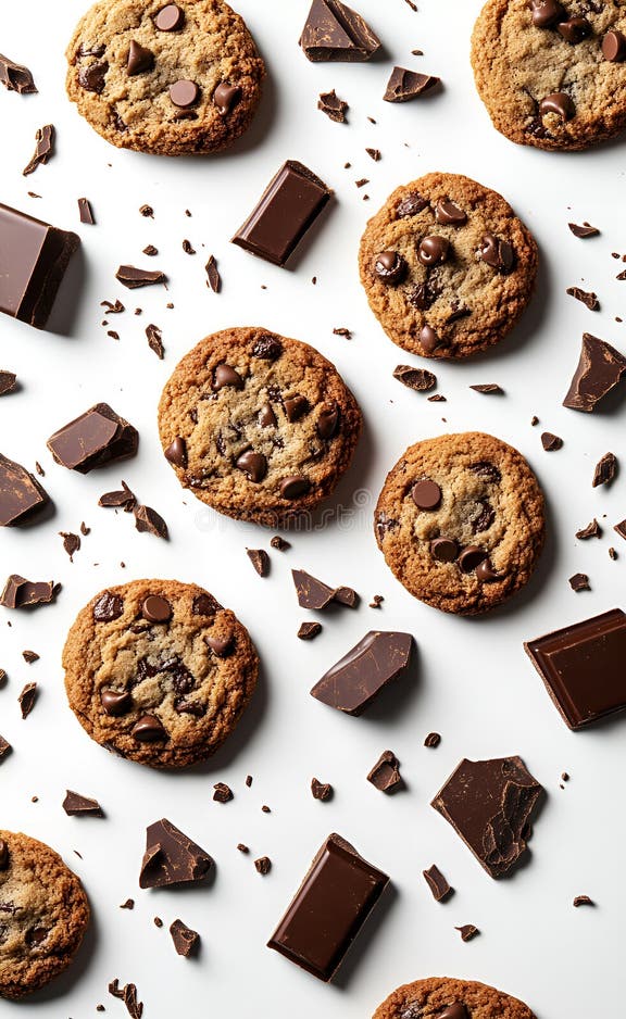 Flying Cookies. Chocolate Chips Falling in Motion Stock Image - Image ...