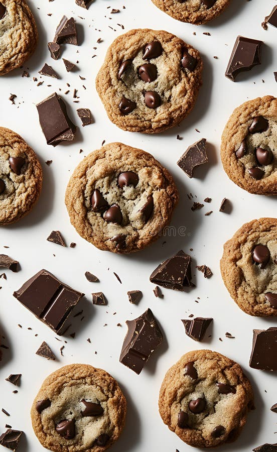 Flying Cookies. Chocolate Chips Falling in Motion Stock Image - Image ...