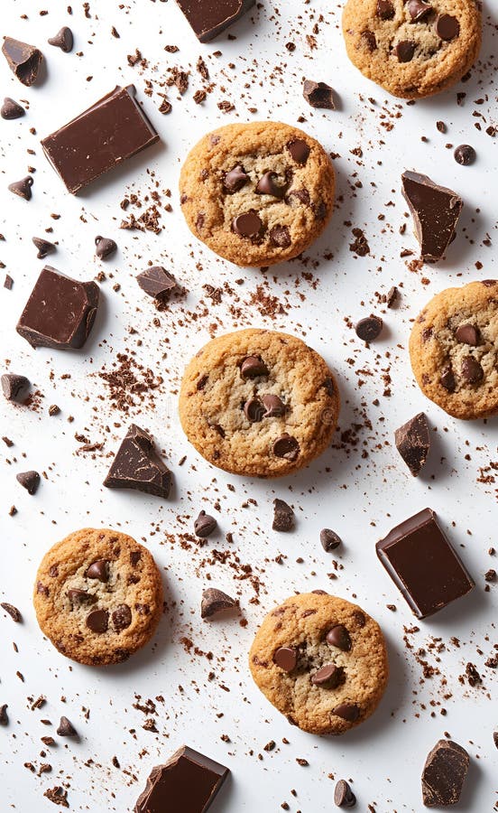 Flying Cookies. Chocolate Chips Falling in Motion Stock Photo - Image ...