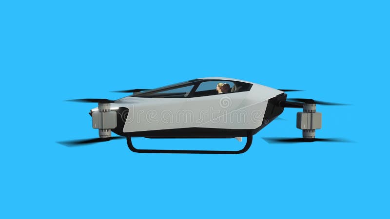 Flying Copter Car, Drone. Future Concept. Green Screen Isolate. Stock ...