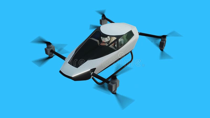 Flying Copter Car, Drone. Future Concept. Green Screen Isolate. Stock ...