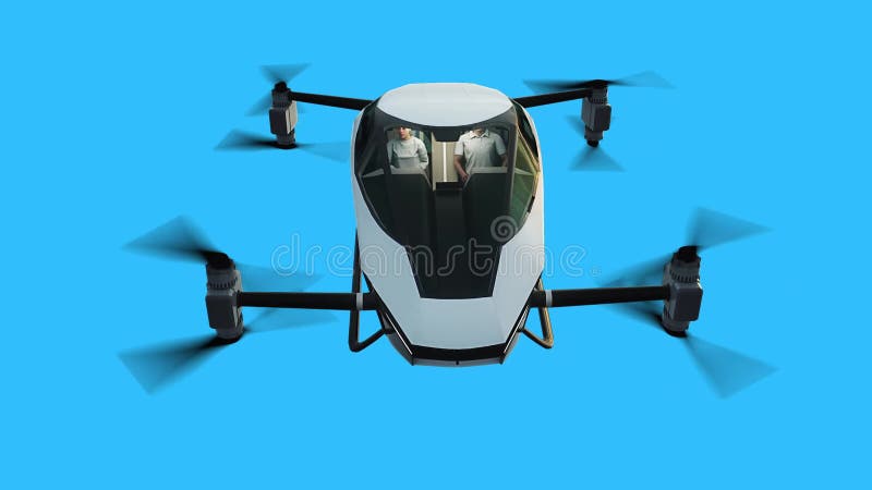 Flying Copter Car, Drone. Future Concept. Green Screen Isolate. Stock ...