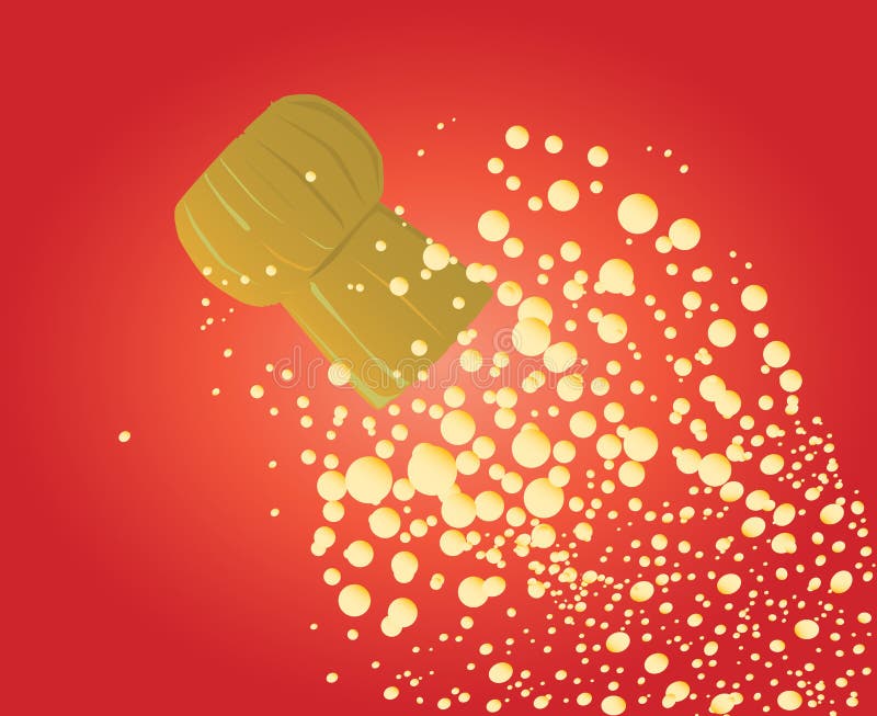 Flying Champagne Cork Set on a Black Background Stock Vector ...