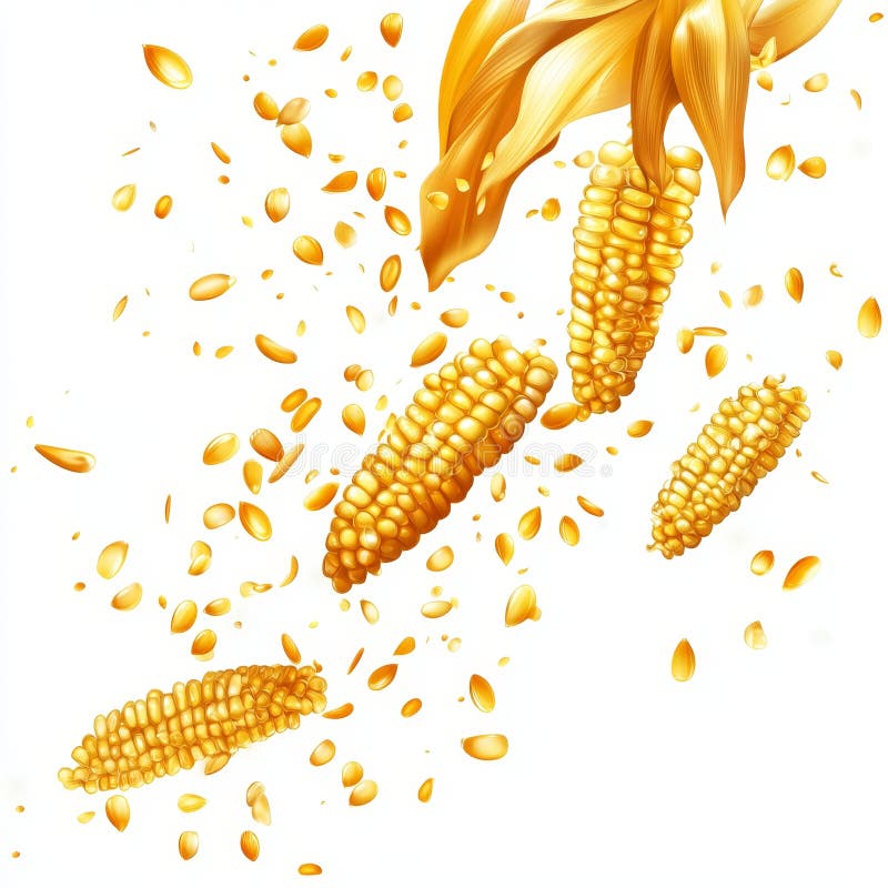 Flying Corn Seeds Clipart Isolated on White Background Stock ...
