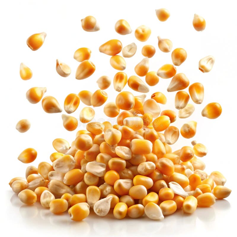 Flying Corn Seeds Isolated on White Background Stock Illustration ...