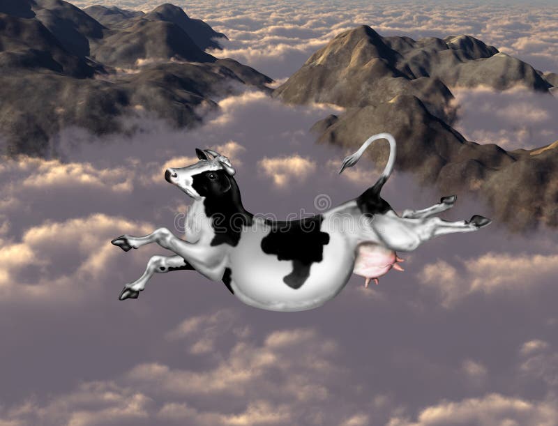 Flying cow stock illustration. Illustration of freedom - 27120316