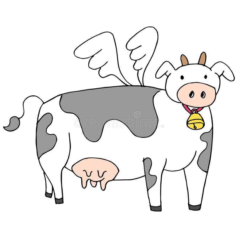 Flying Cow Cartoon stock vector. Illustration of clip - 87698340