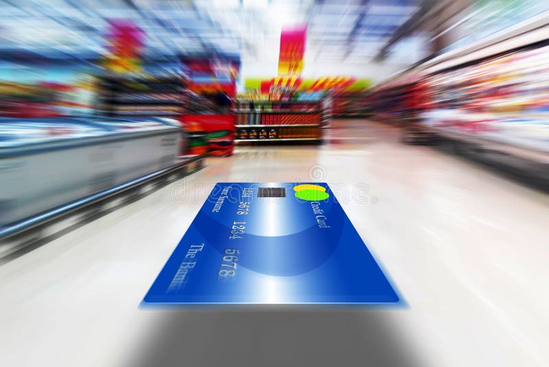 Flying Credit Card, Shopping Concept, Copy Space Stock Image - Image of ...