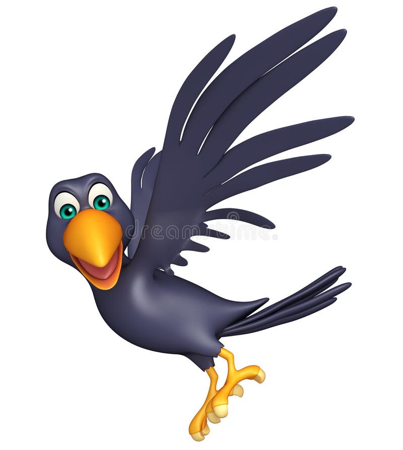Flying Crow Cartoon Character Stock Illustration - Illustration of ...