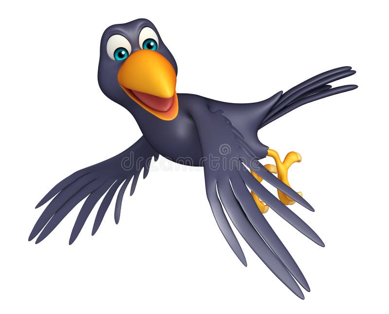 Flying Crow Cartoon Character Stock Illustration - Illustration of ...
