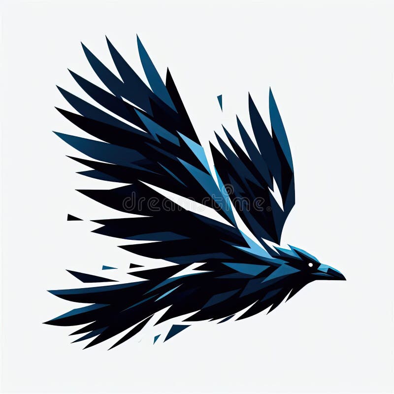 Geometric Raven in Dramatic Flight Motion Stock Illustration ...